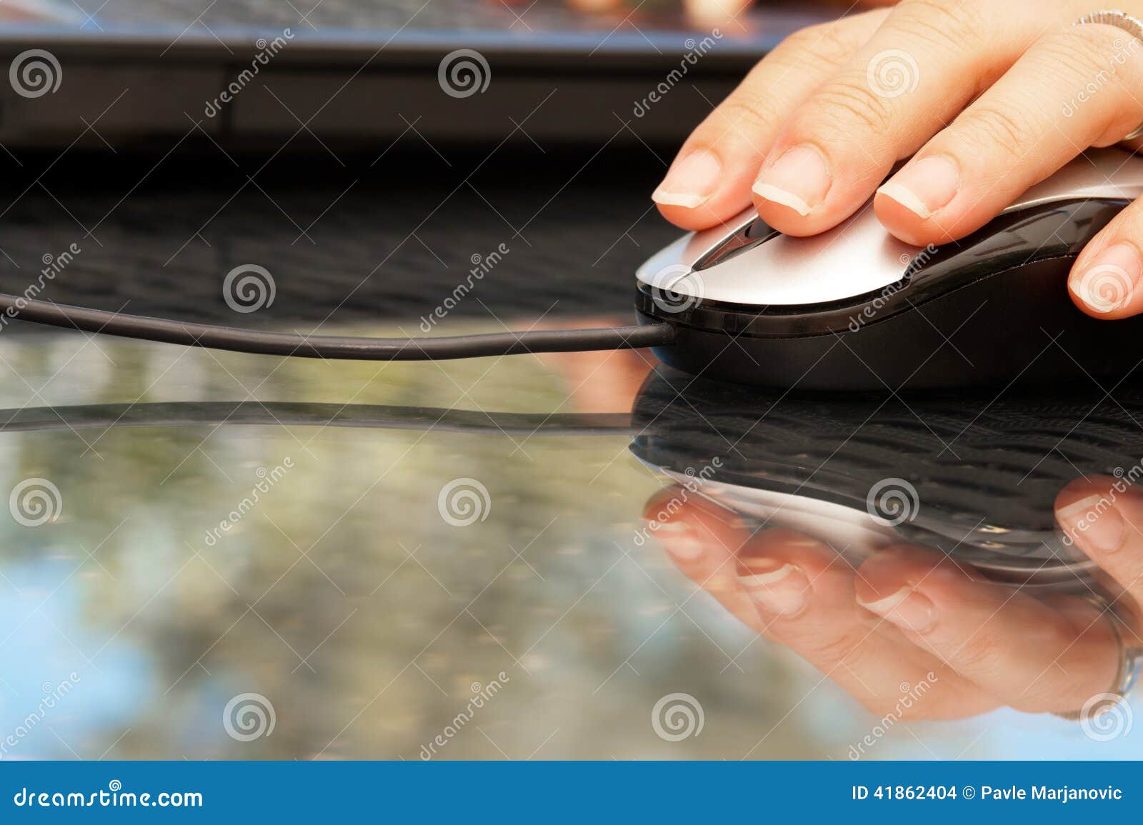 Woman hand holding mouse stock photo. Image of tail, technology - 41862404