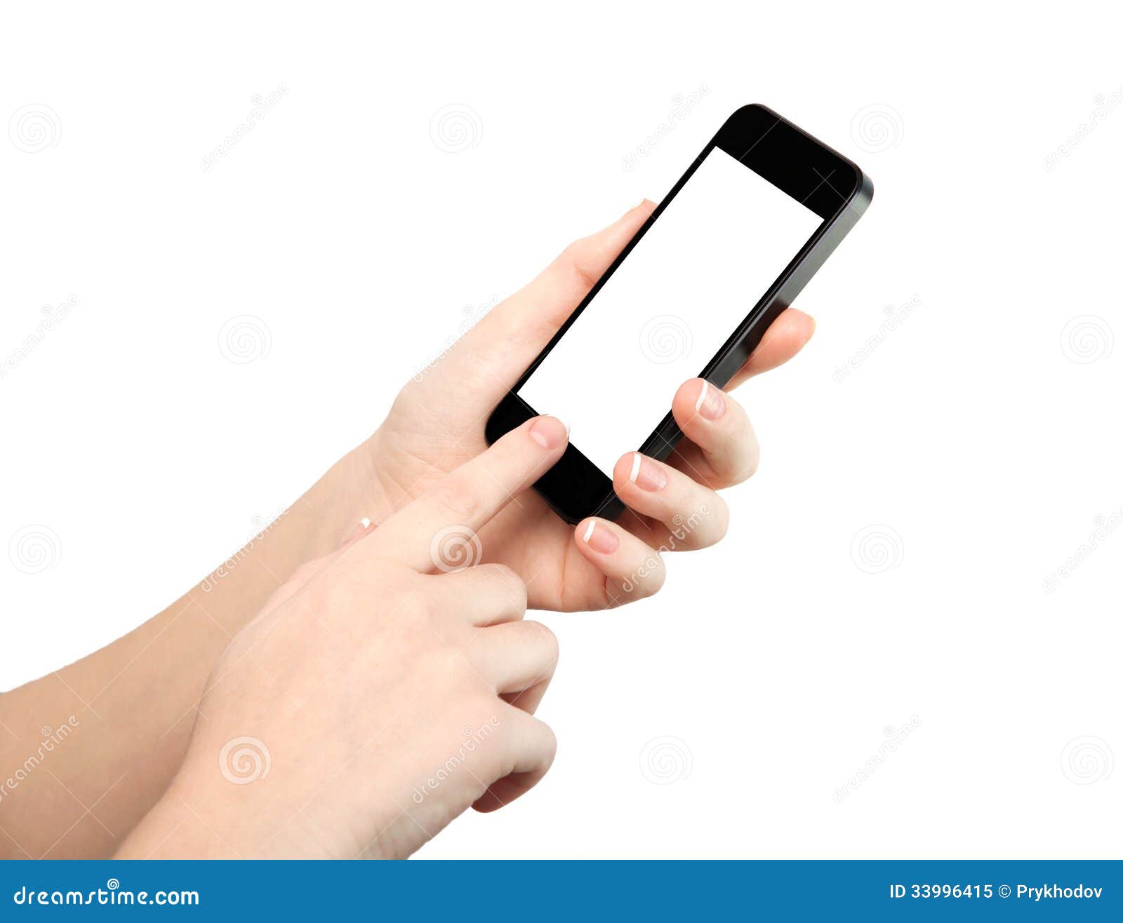 Woman Hand Holding the Phone with Isolated Screen Stock Image - Image ...