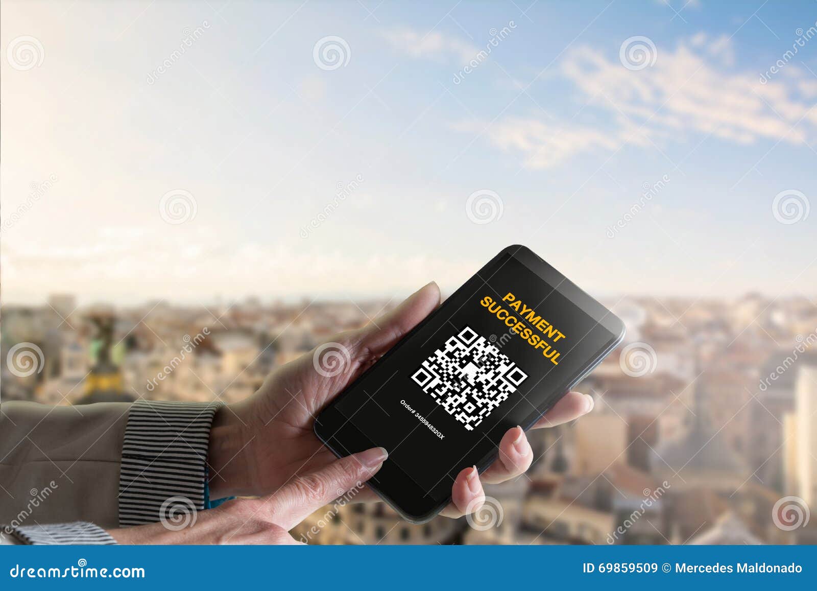 Woman Hand Holding the Phone, with QR Code Stock Image - Image of money ...