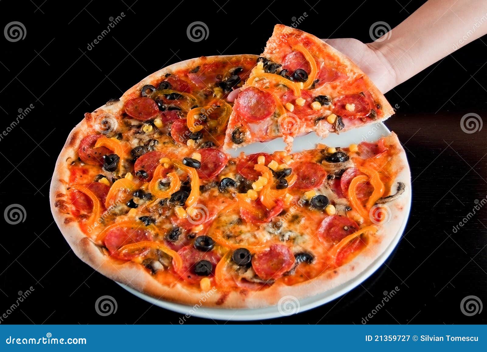 Woman Hand Holding Pizza Slice. Stock Image - Image of lunch, woman ...