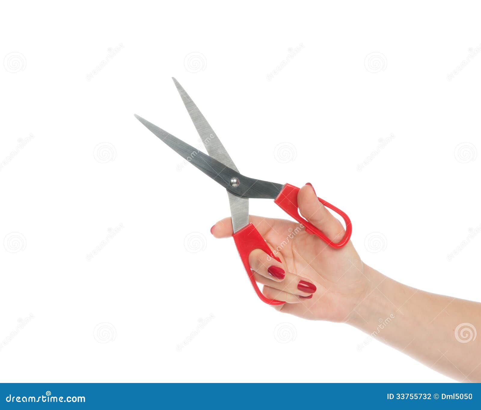 Woman Hand Holding Red Scissors Stock Photo - Image of cutting ...