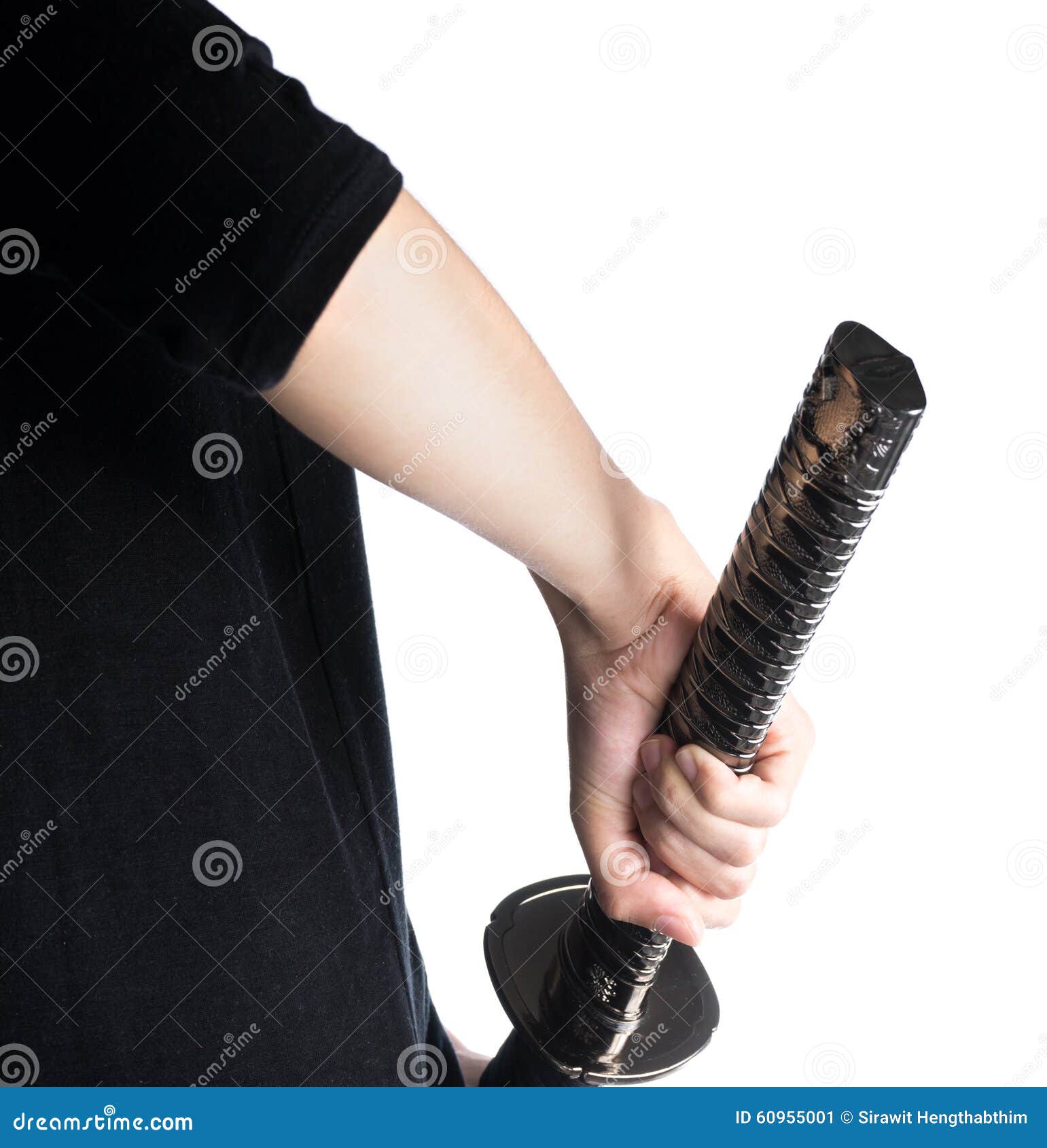 Woman Hand Holding Samurai Sword on White Background , Isolated Stock ...