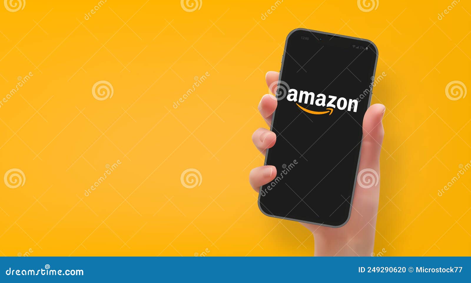 Woman Hand Holding the Smartphone with Logo Amazon, Vector Editorial ...