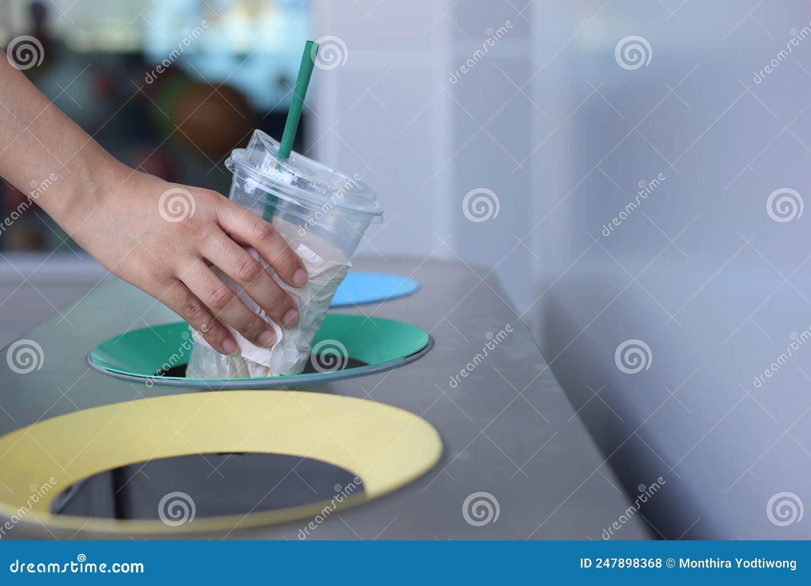 Woman Hand Holding Throwing Plastic Cup in Litter Bin Stock Photo ...