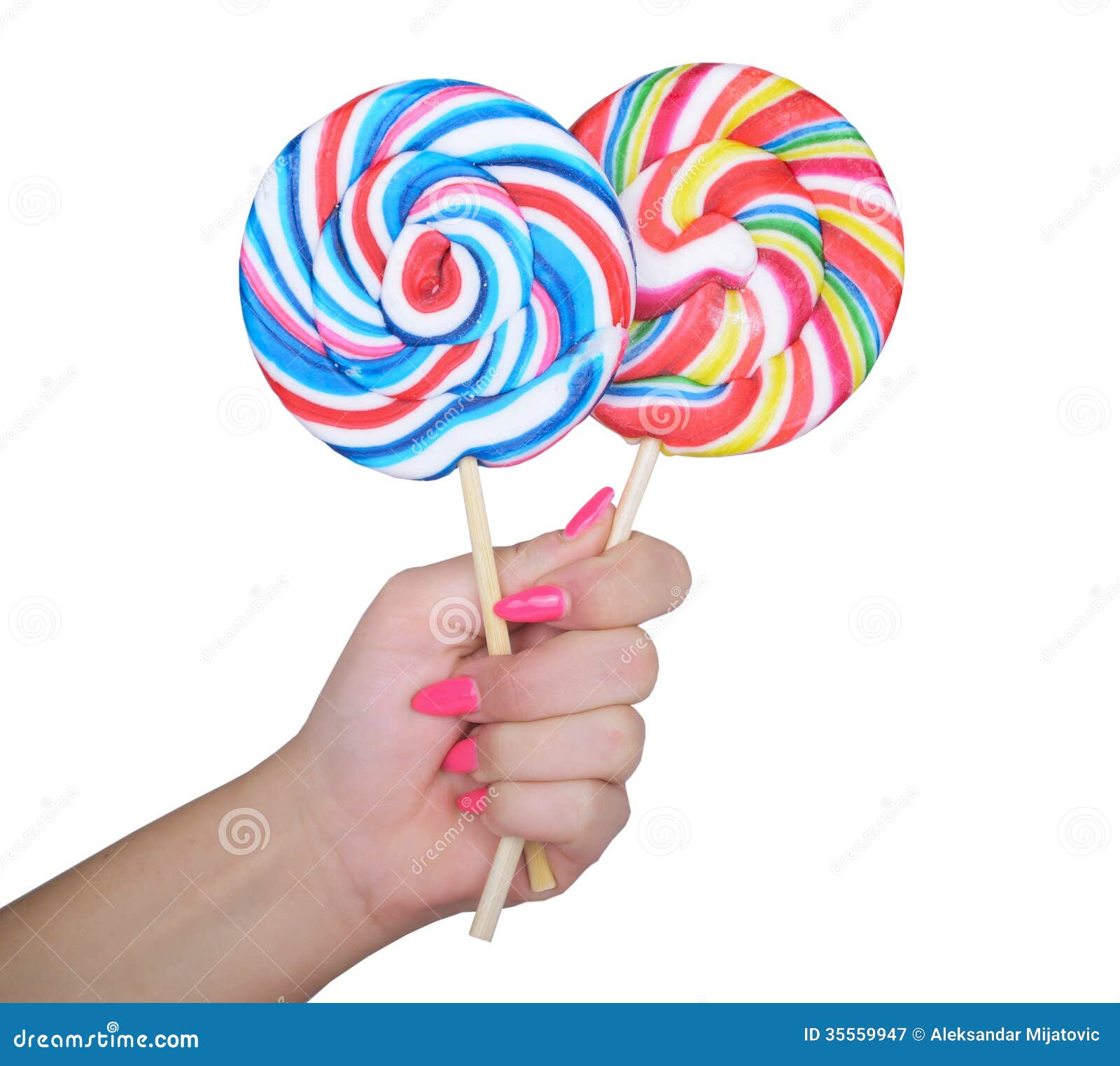 Woman Hand Holding Two Lollipops Stock Image - Image of confectionery ...