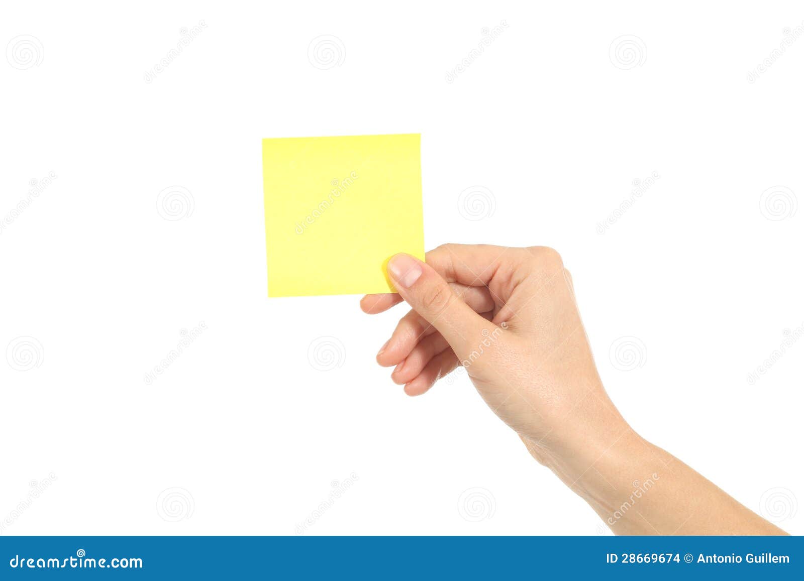 Woman Hand Holding a Yellow Notepaper Stock Photo - Image of female ...