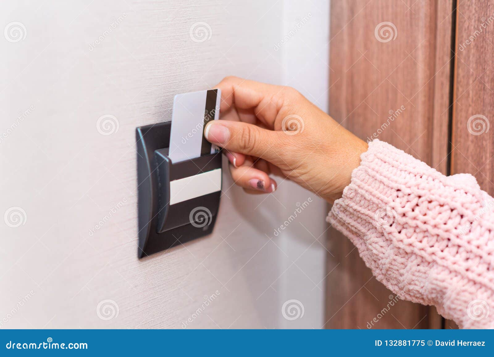 Woman Hand Inserting Card in the Hotel Room Stock Image - Image of hand ...