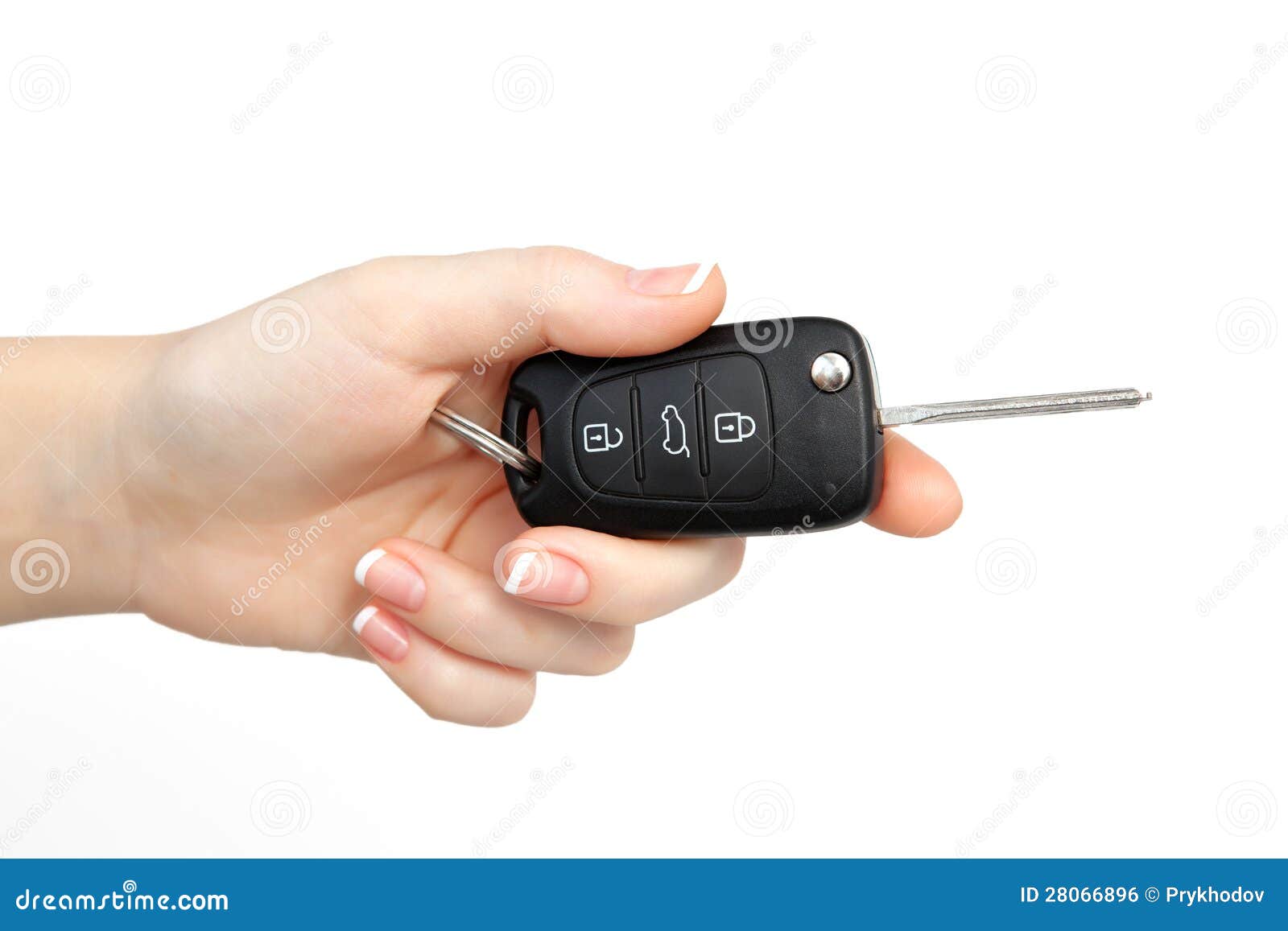 Woman Hand on Isolated Background Holding Car Key Stock Photo - Image ...