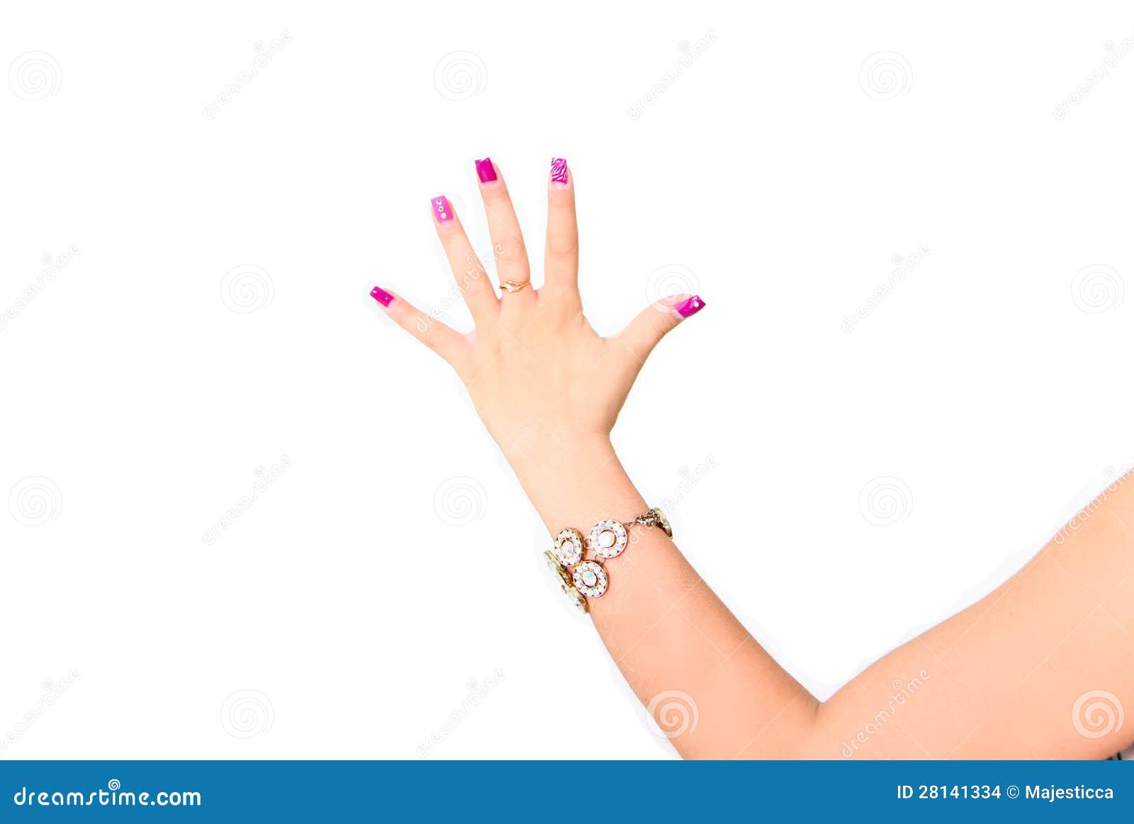 Woman Hand Making Gesture Five Isolated on White Background Stock Photo ...