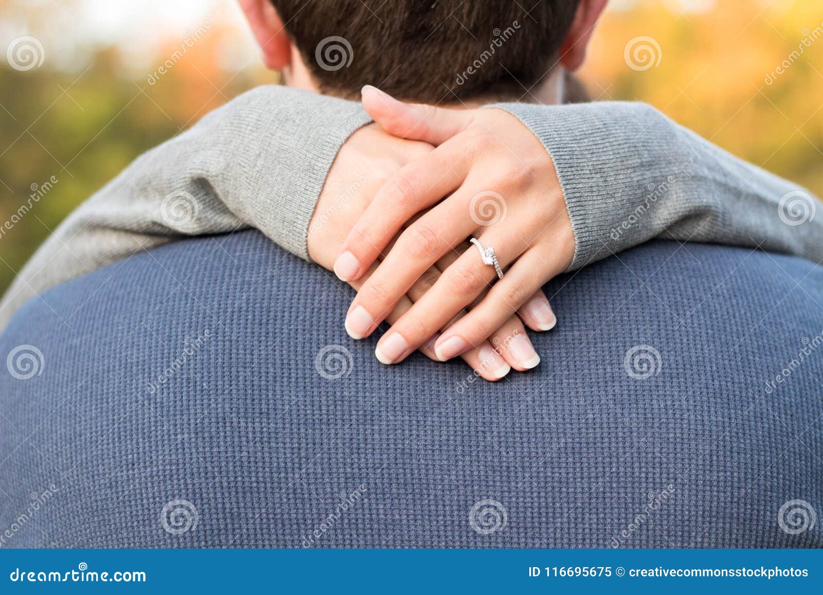 Woman Hand On Man's Neck Picture. Image: 116695675
