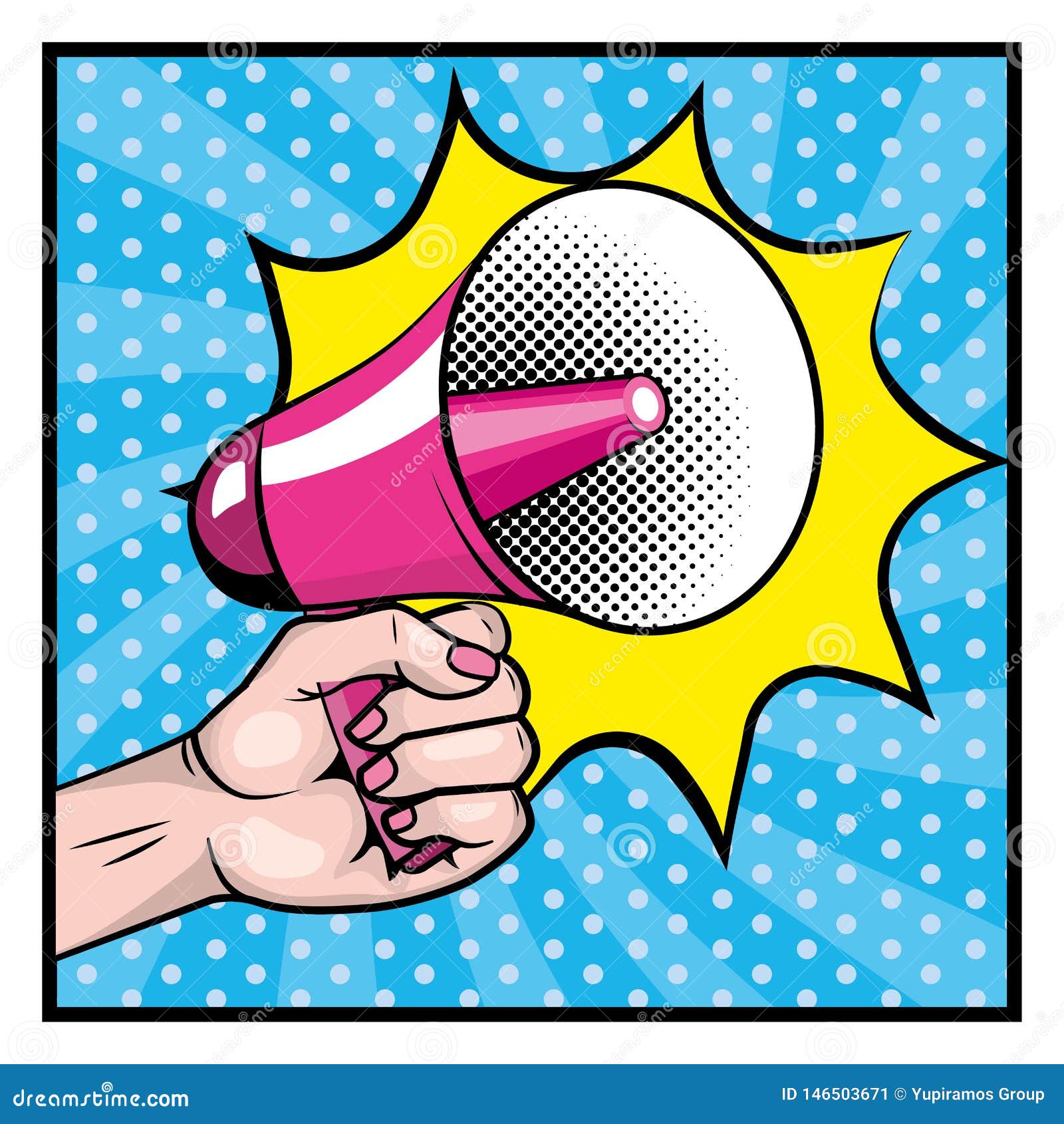 Woman Hand with Megaphone Pop Art and Star Stock Vector - Illustration ...