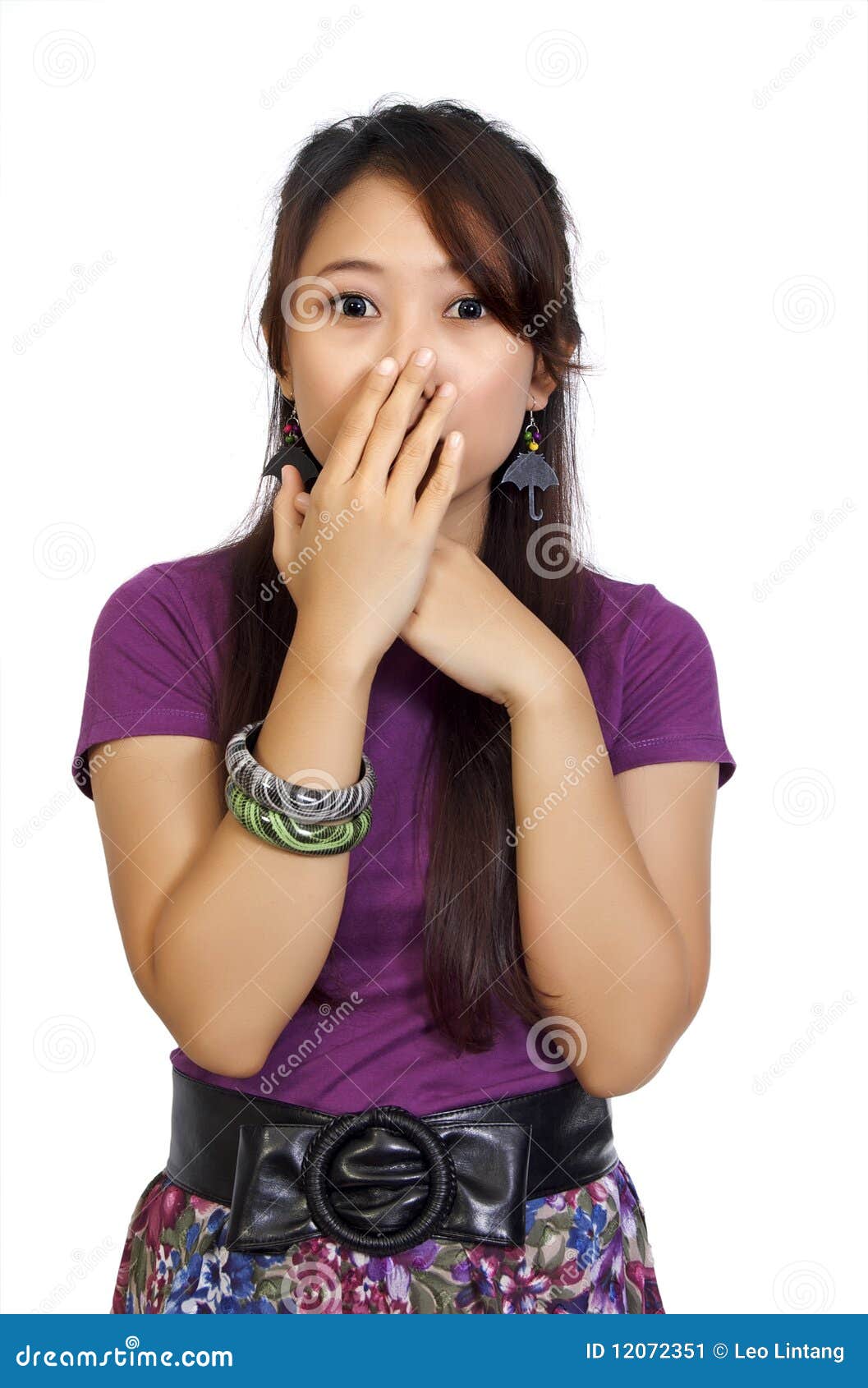 Woman with Hand on Mouth stock image. Image of modern - 12072351