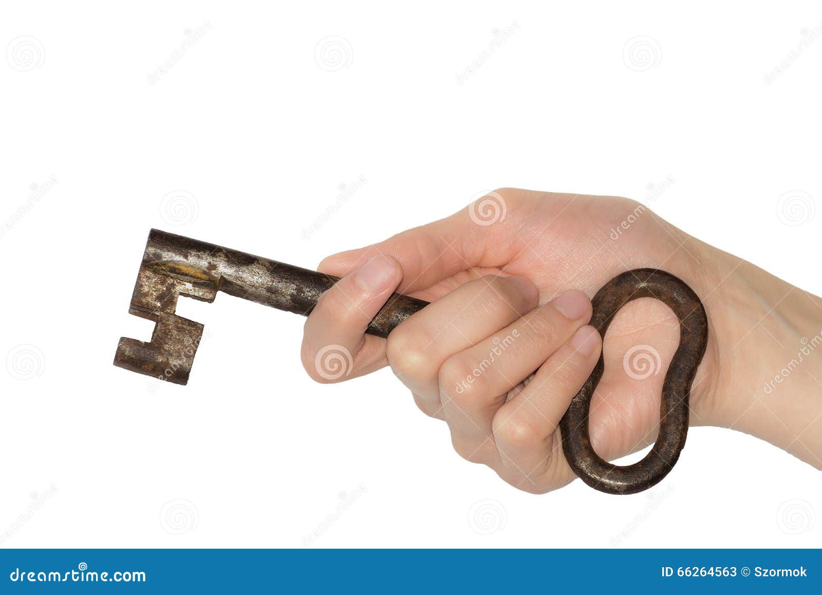 Woman Hand with Old Key on White Background Stock Image - Image of ...