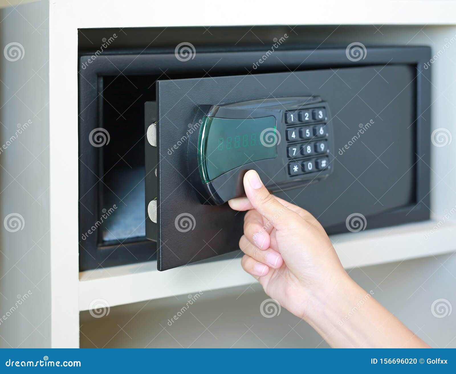Woman Hand Opens a Safe Hidden in the Wardrobe at the Hotel Stock Photo ...