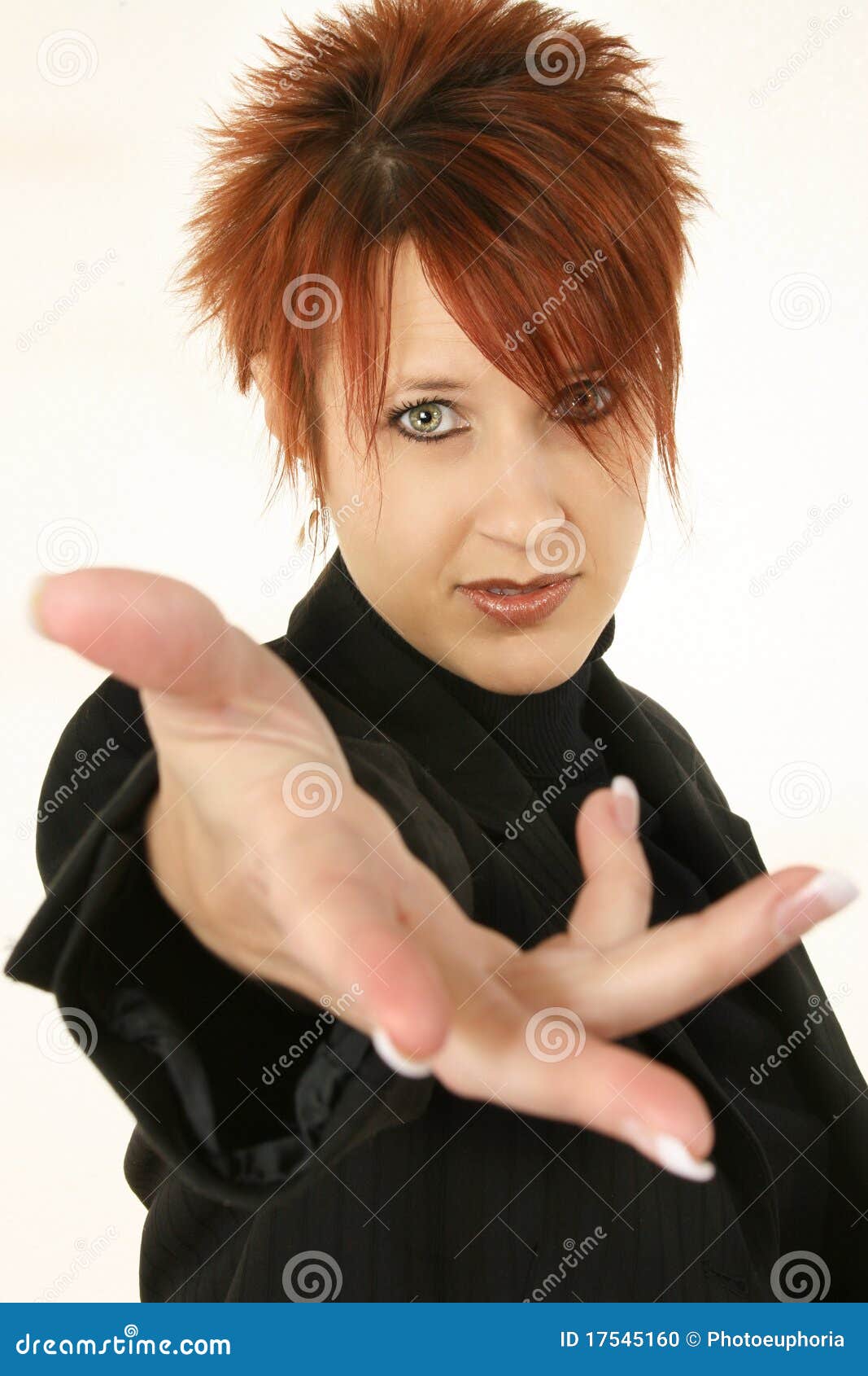 Woman with Hand Out stock photo. Image of woman, business - 17545160