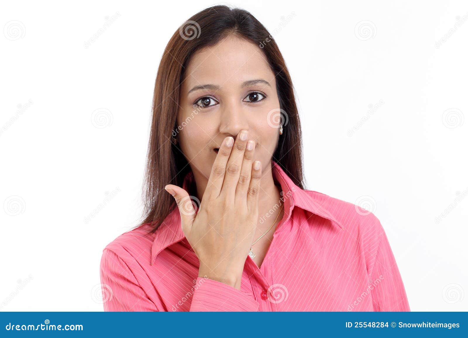 Woman with hand over mouth stock photo. Image of lady - 25548284