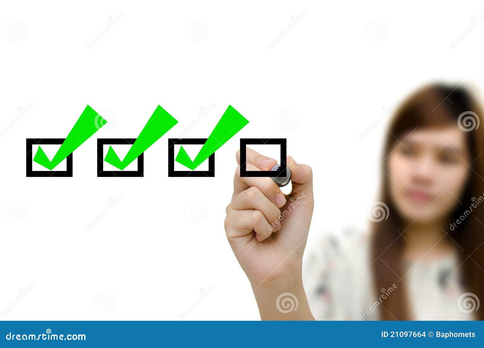 Woman Hand with Pen Mark the Check Boxes Stock Photo - Image of form ...