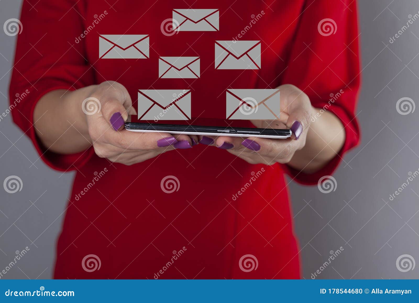 Woman Hand Phone with Message Sign Stock Photo - Image of social ...