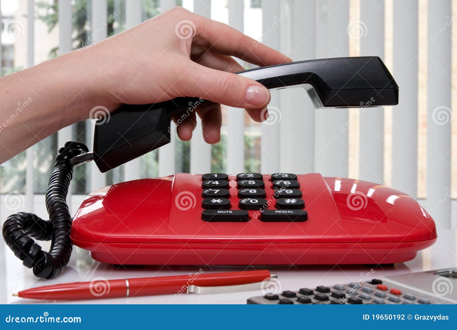 Woman Hand Picking Up the Phone Receiver. Stock Photo - Image of single ...