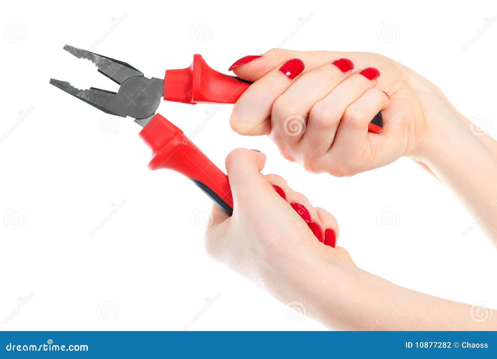 Woman hand with pliers stock photo. Image of equipment - 10877282