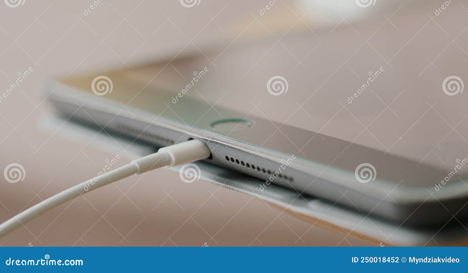Woman Hand Plugging Charging Cable into Pc Digital Tablet. Close Up ...