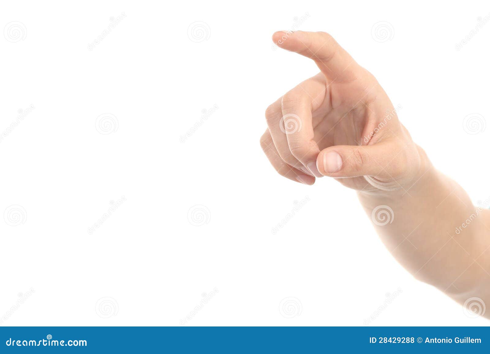 Woman Hand Pointing or Pushing with Forefinger Stock Photo - Image of ...
