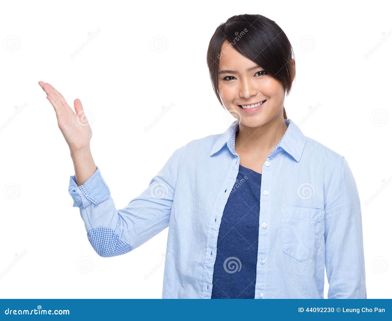 Woman with Hand Presentation Stock Photo - Image of asian, portrait ...