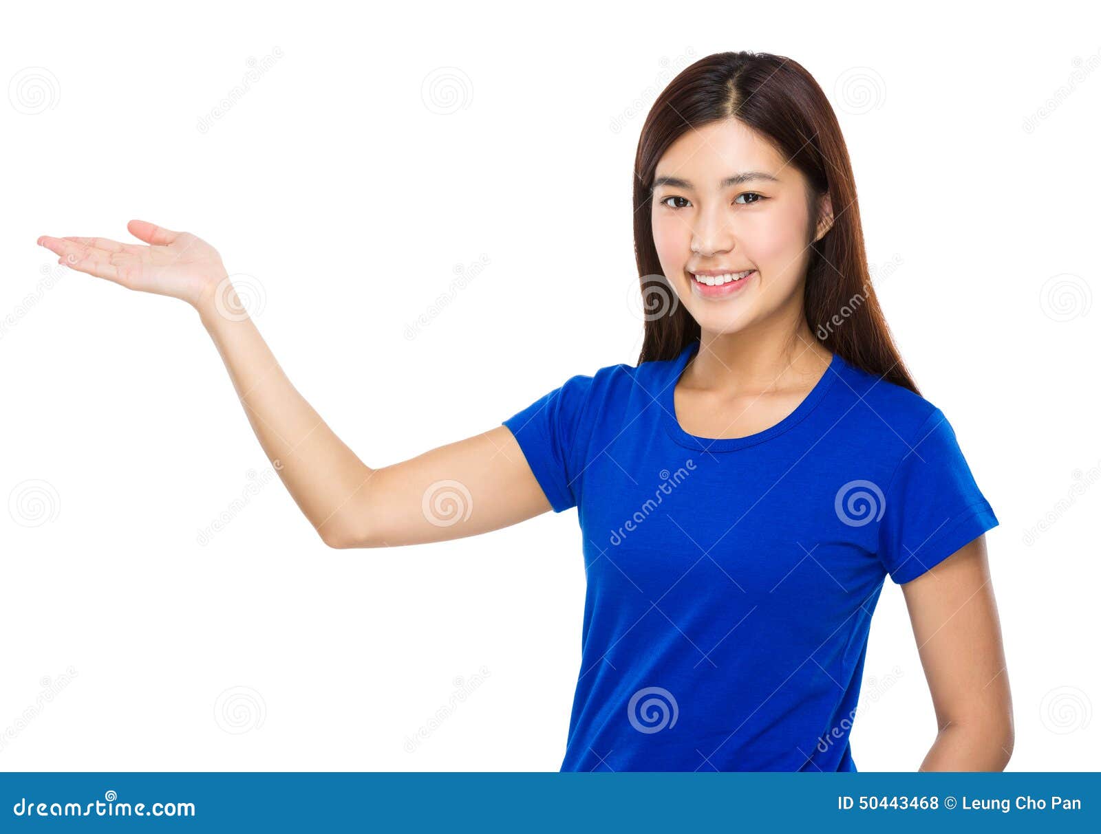 Woman with Hand Presentation Stock Photo - Image of girl, advertisement ...