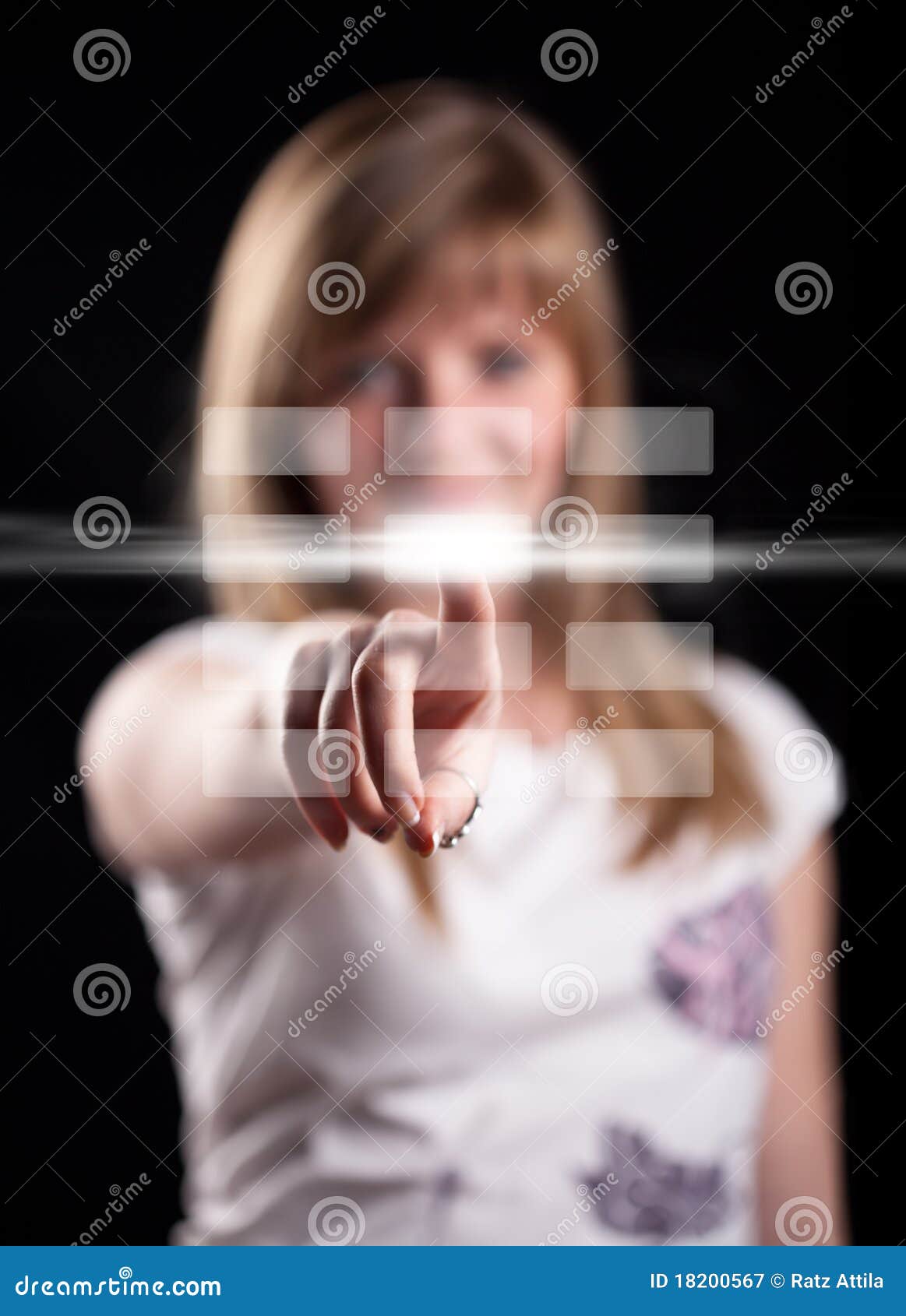 Woman Hand Pressing Digital Button Stock Image - Image of choice ...