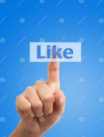 Woman Hand Pressing Like Button Stock Image - Image of connect ...