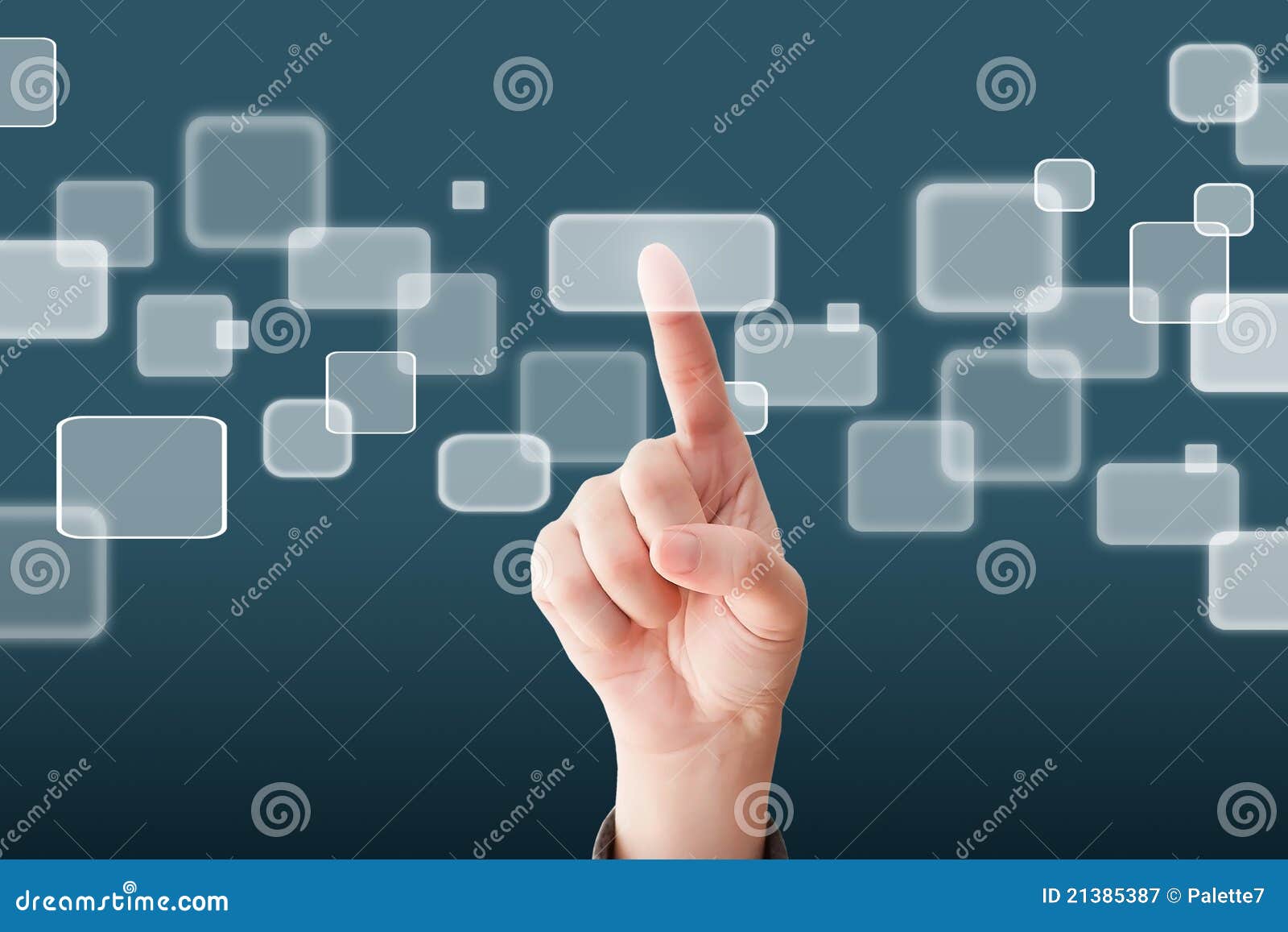 Woman Hand Pushing on a Touch Screen Button Stock Illustration ...