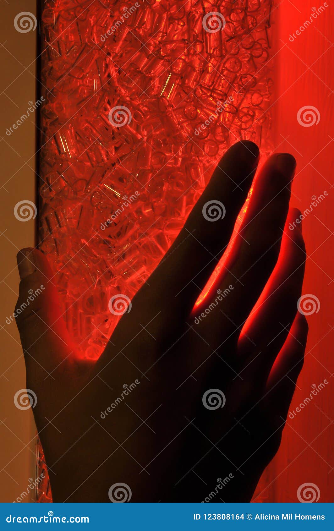 Woman Hand on a Red Light Lamp Stock Photo - Image of invitation, woman ...