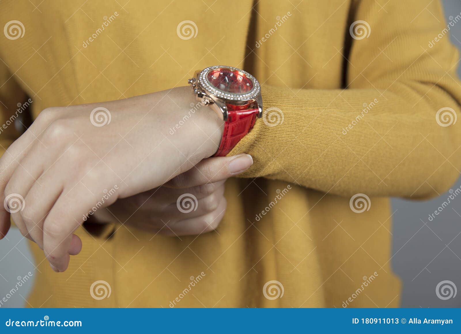 Woman hand red watch stock image. Image of lifestyle - 180911013