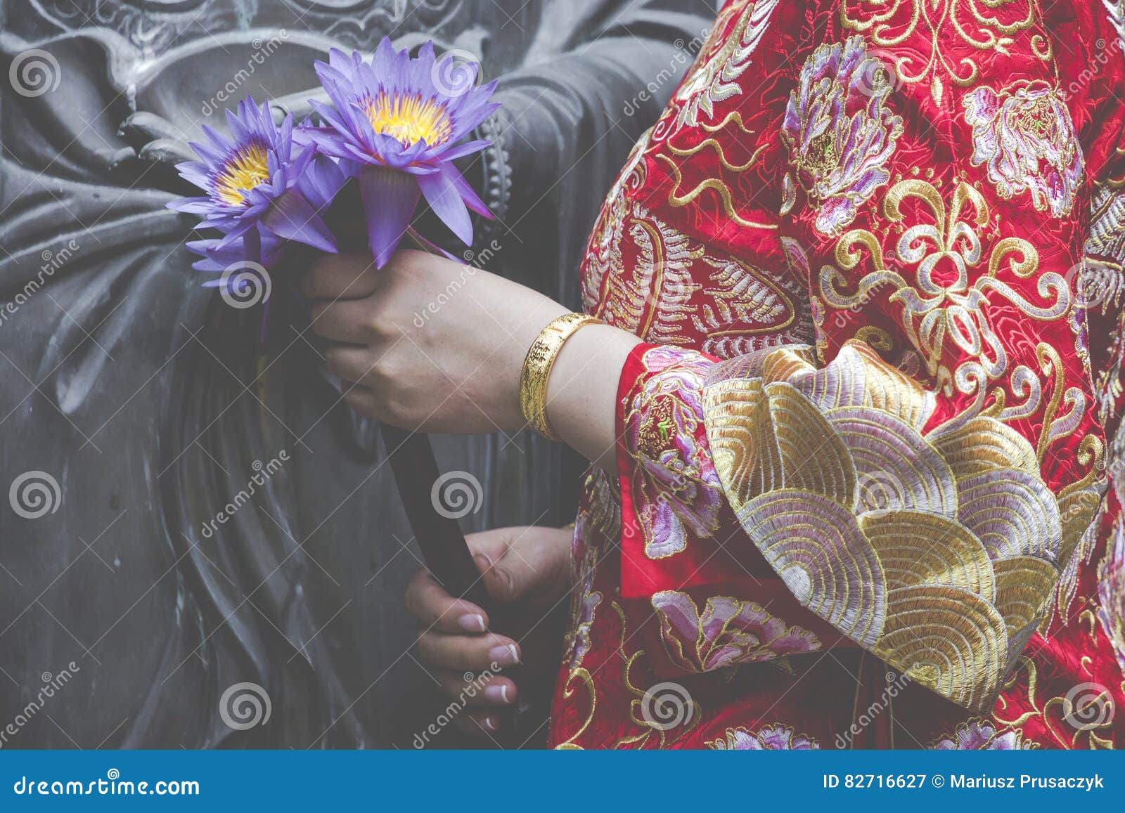 Woman Hand Respect To Buddha Statue. Stock Image - Image of asian ...