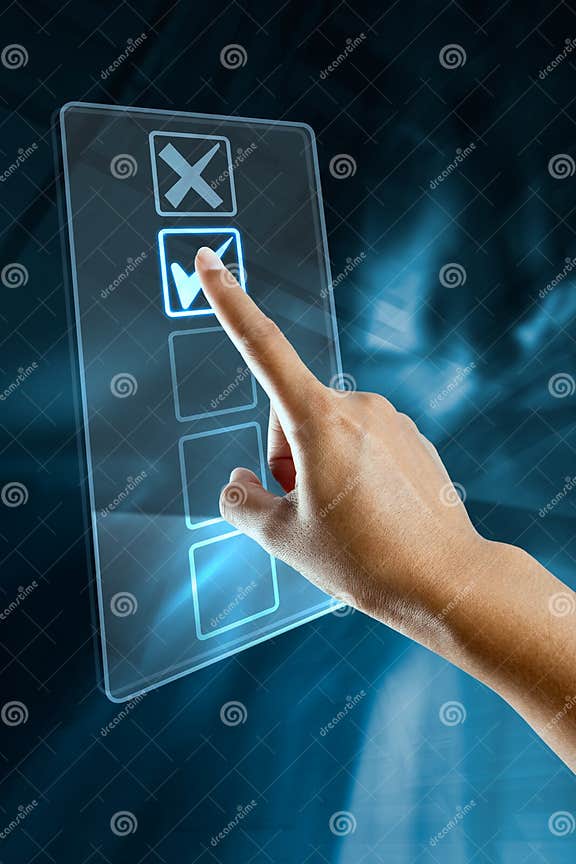 Woman hand on screen stock image. Image of transfer, cancel - 18947025