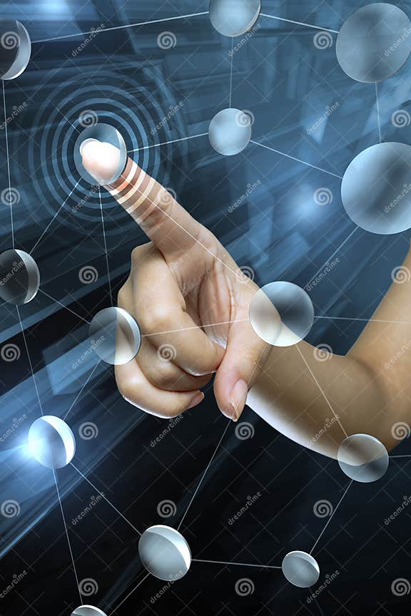 Woman hand on screen stock image. Image of choice, exchange - 18947161