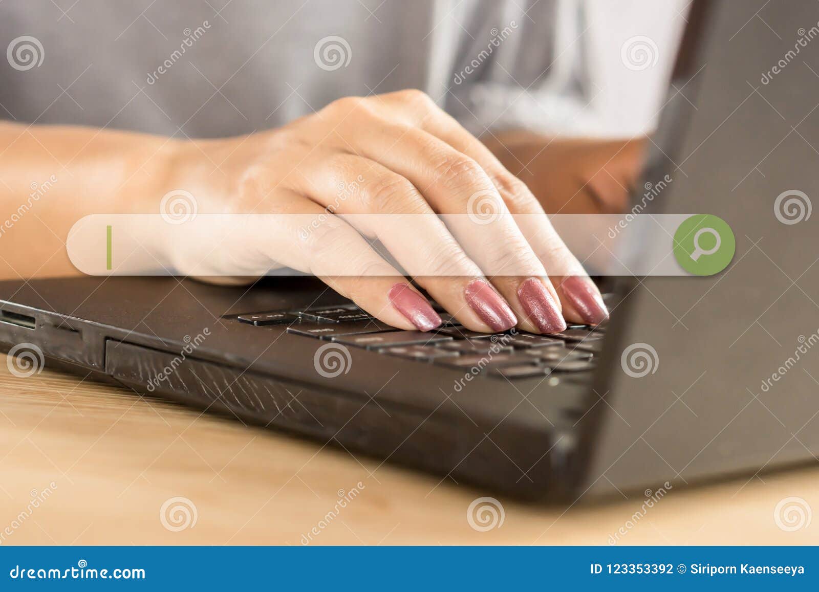 Woman Hand Searching Job on Internet with Computer Stock Photo - Image ...
