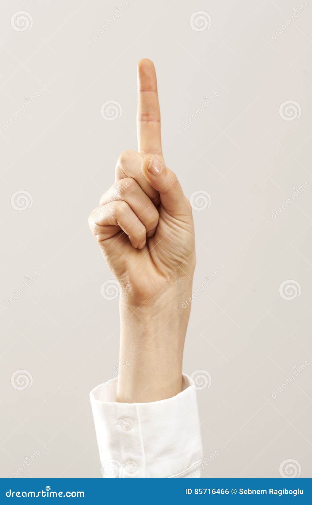 Woman Hand Showing Forefinger Stock Photo - Image of raised, signal ...
