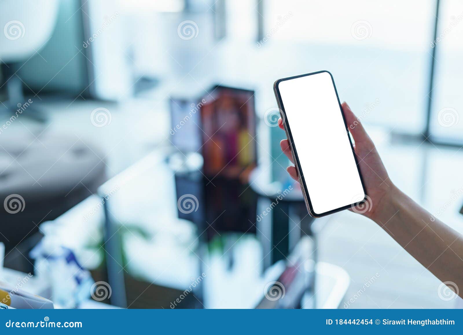 Woman Hand Showing Smart Phone Blank Screen Stock Photo - Image of ...