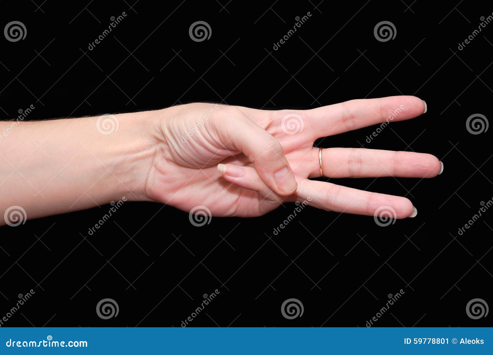 Woman Hand Showing Three Fingers Stock Image - Image of background ...