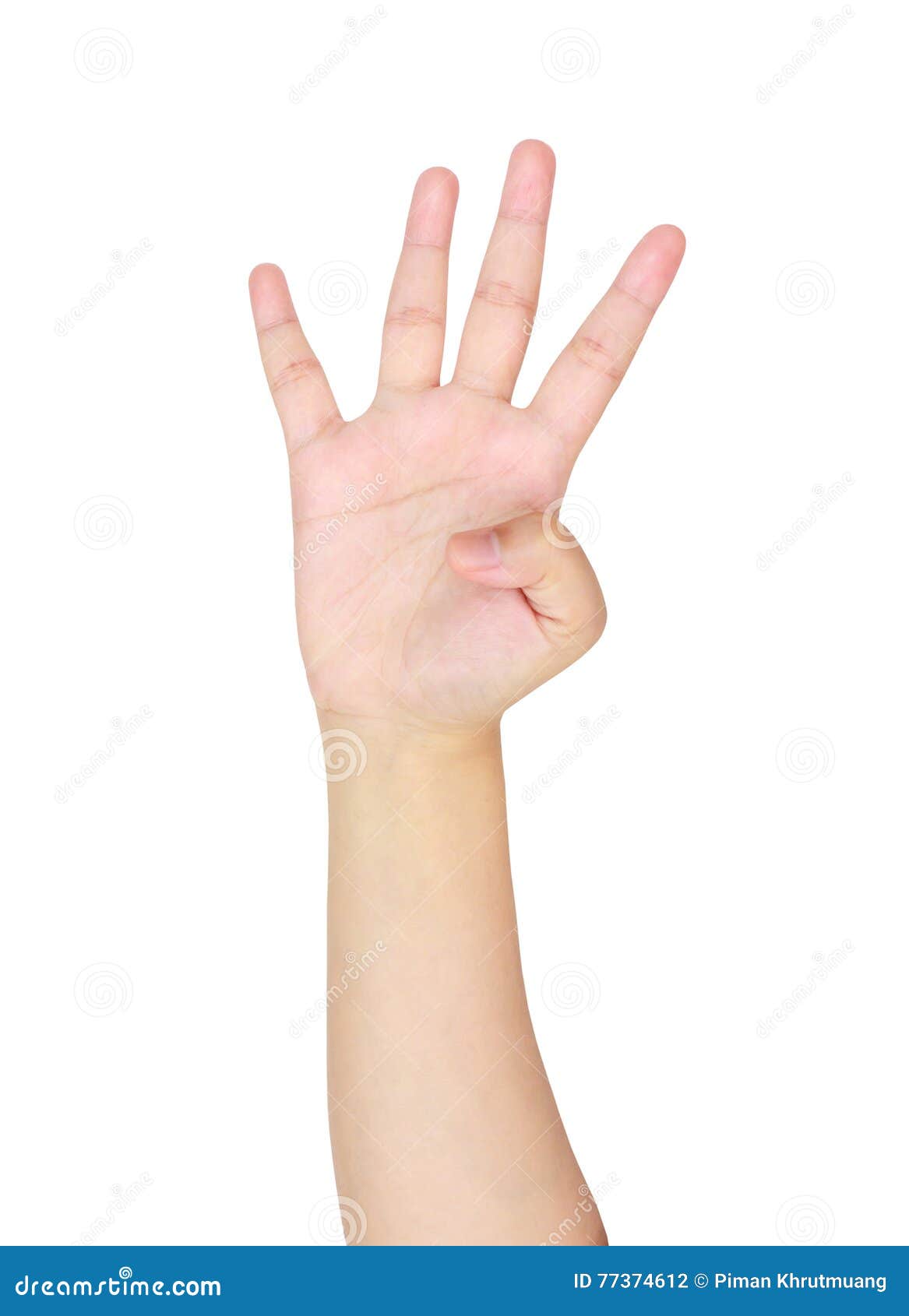 Woman Hand Shows the Number Four Stock Photo - Image of asian, closeup ...