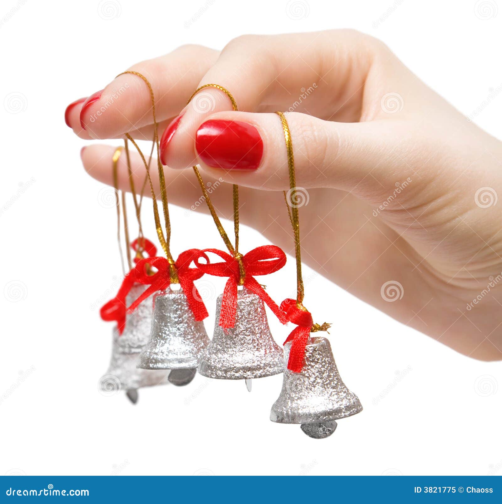Woman Hand with Small Bells on Fingers Stock Image - Image of holding ...
