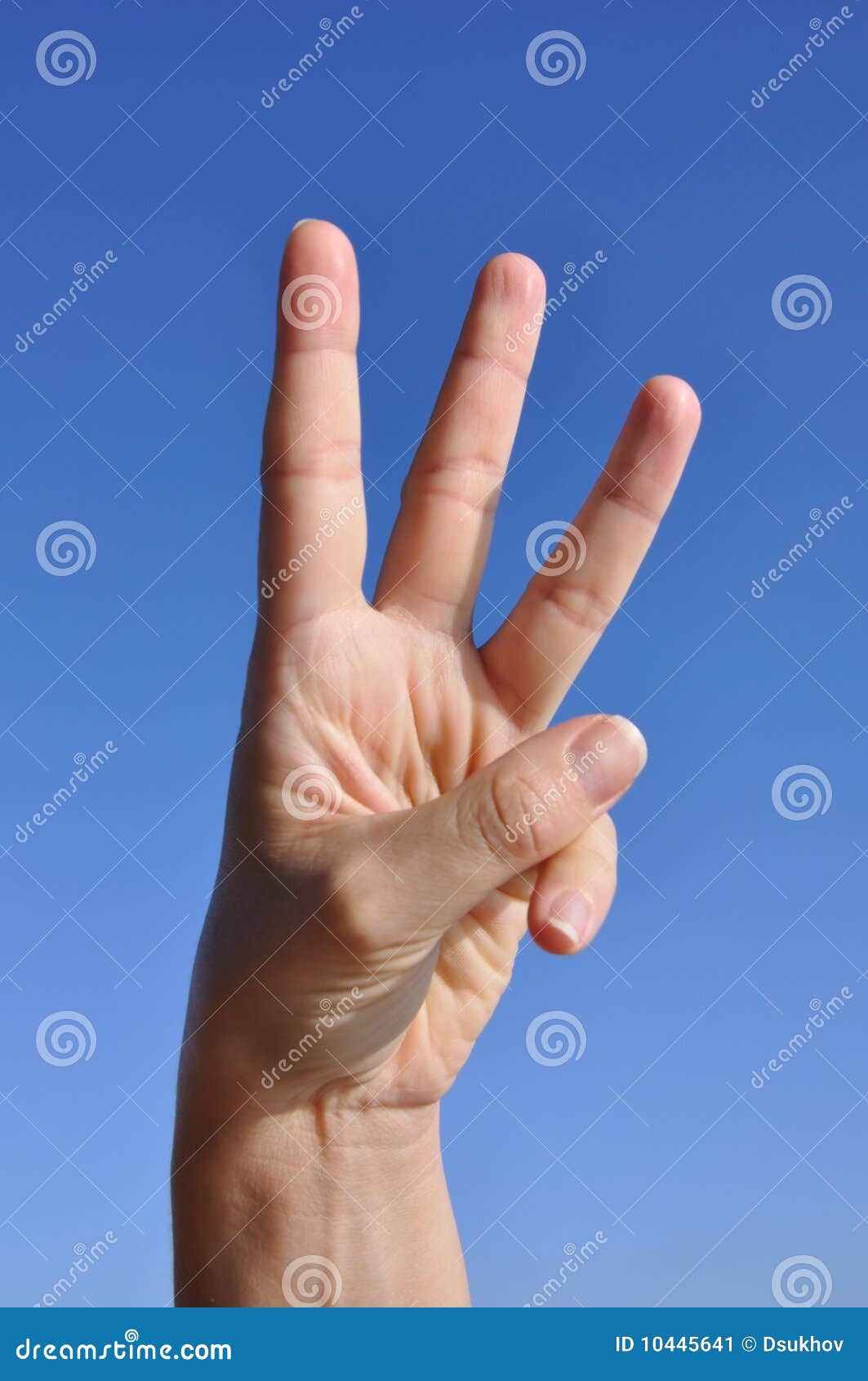 Woman Hand: Three Fingers Up Stock Image - Image of gesture, woman ...