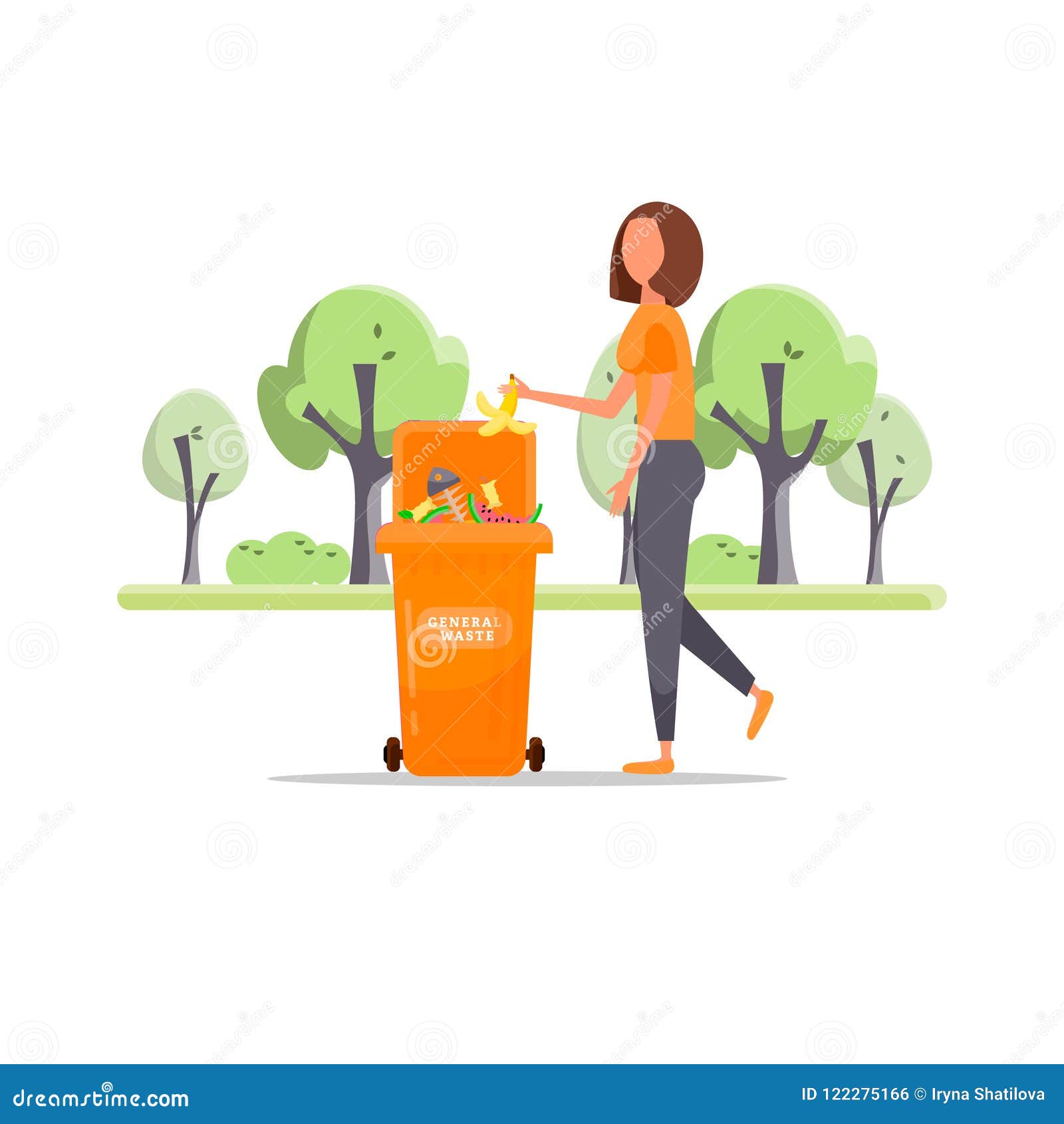 Woman hand throws garbage stock vector. Illustration of basket - 122275166