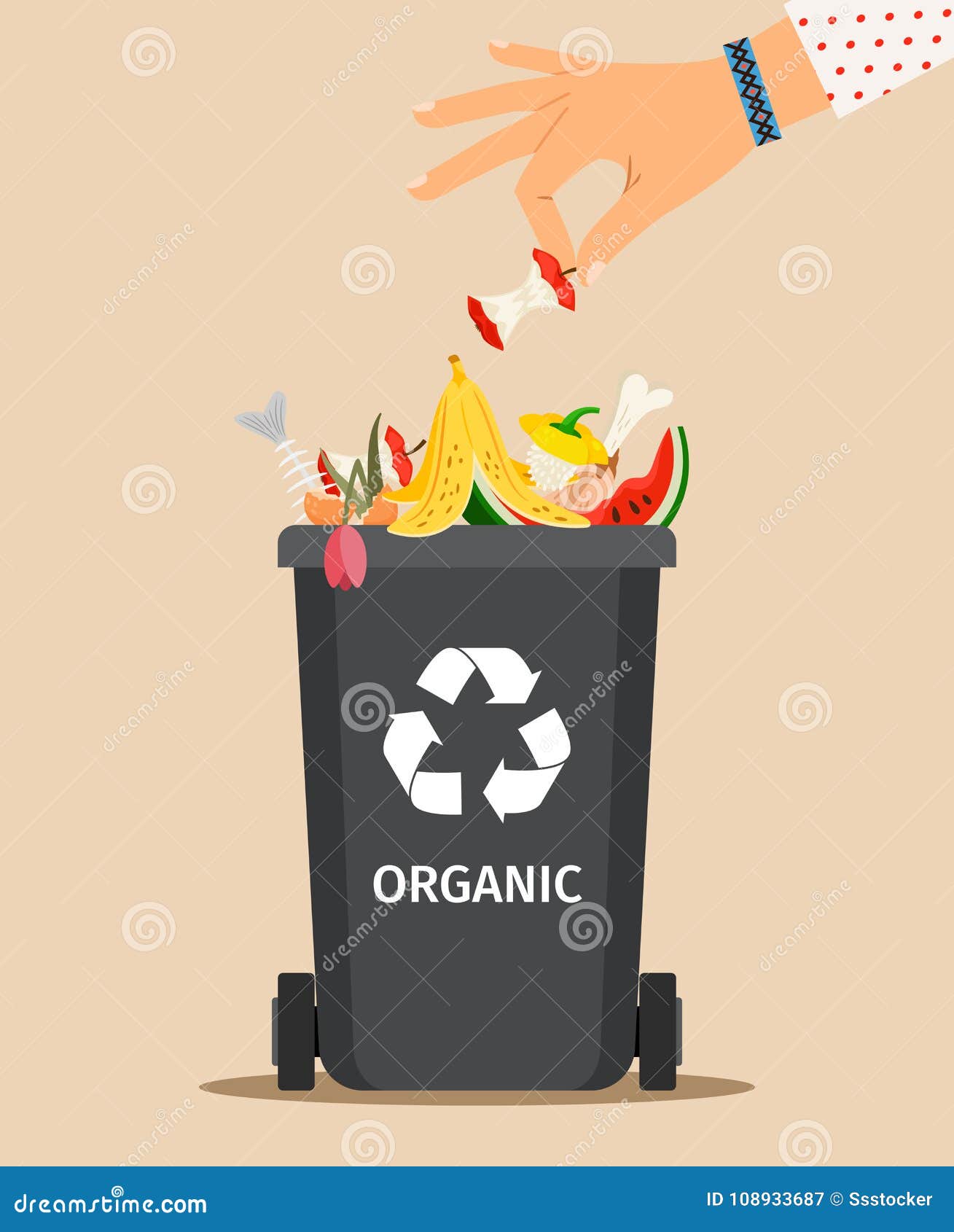 Woman Hand Throws Organic Garbage Stock Vector - Illustration of ...