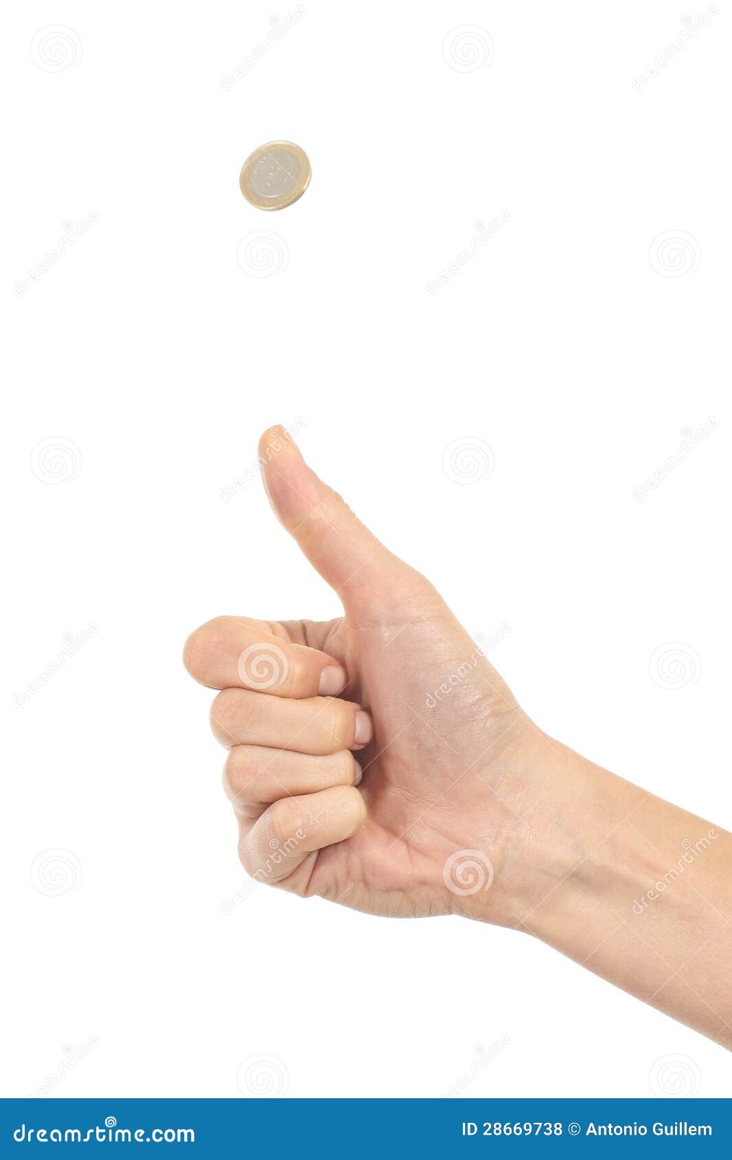Woman hand tossing a coin stock photo. Image of female - 28669738