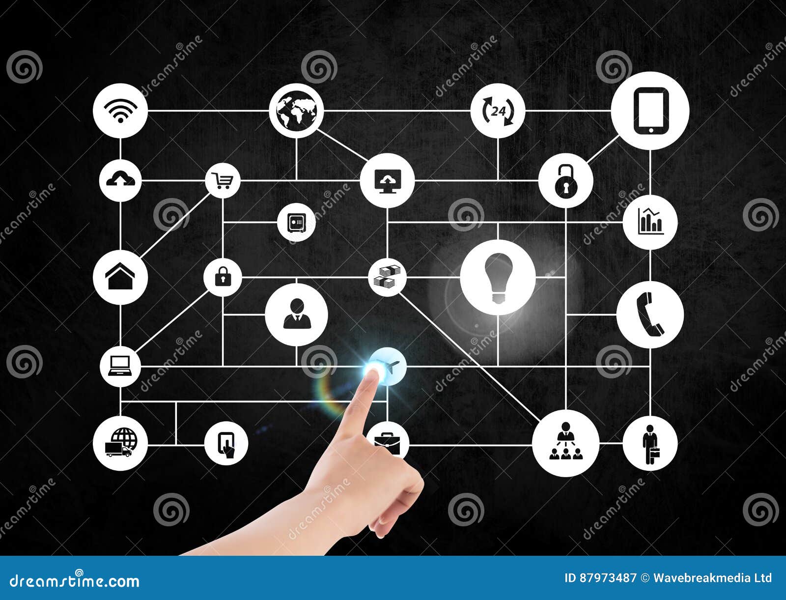 Woman Hand Touching Digital Interface Design Stock Image - Image of ...