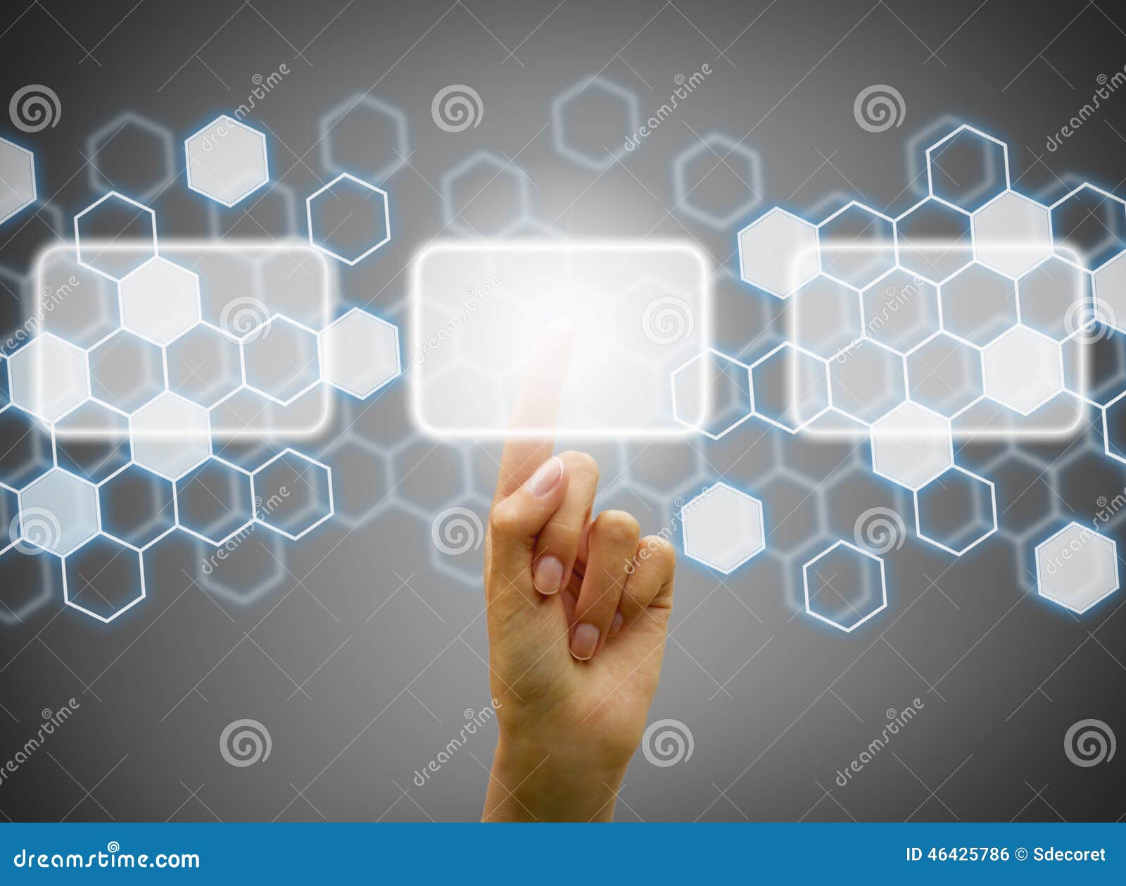 Woman Hand Touching Digital Screen Stock Illustration - Illustration of ...