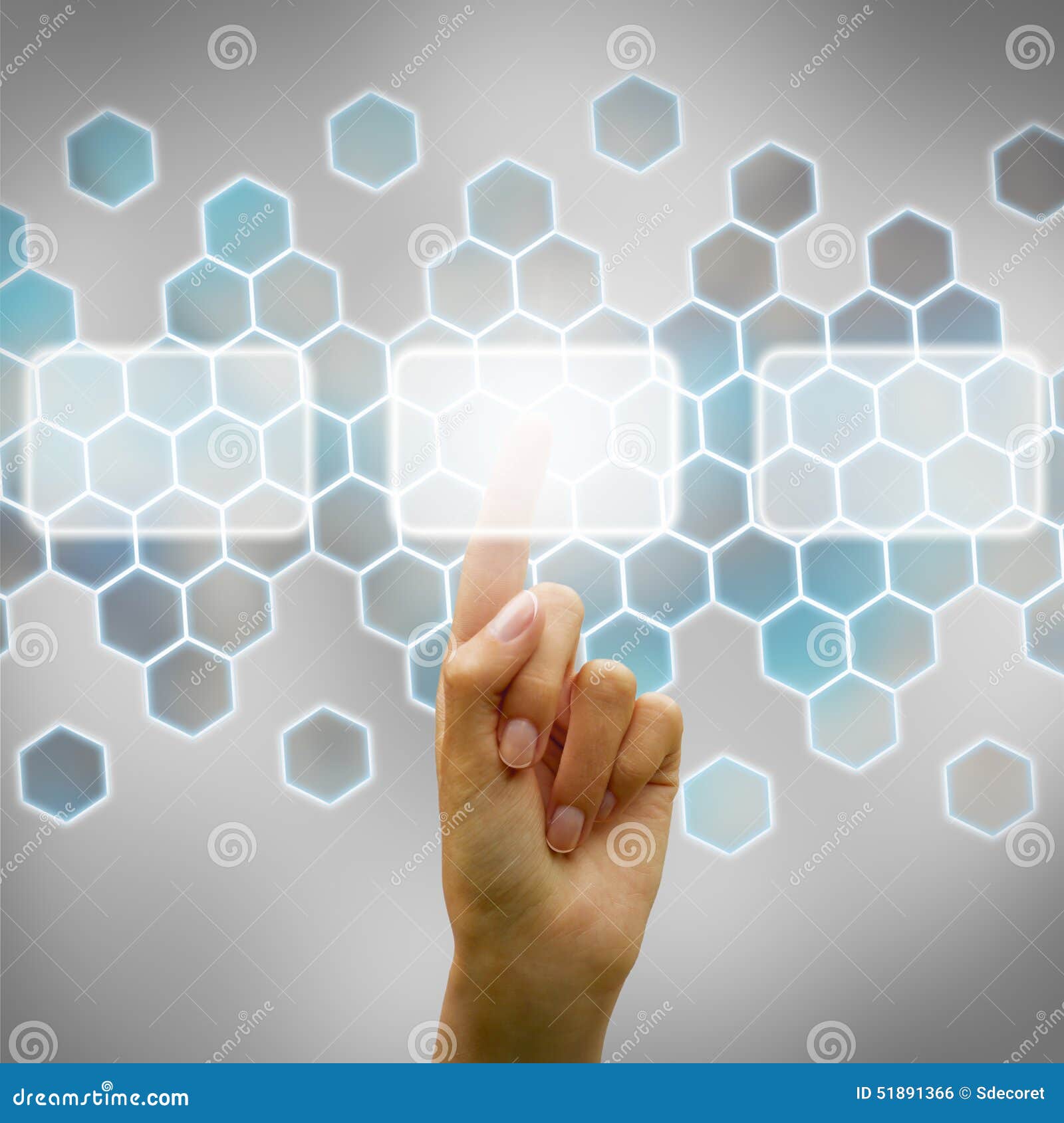 Woman Hand Touching Digital Screen Stock Illustration - Illustration of ...