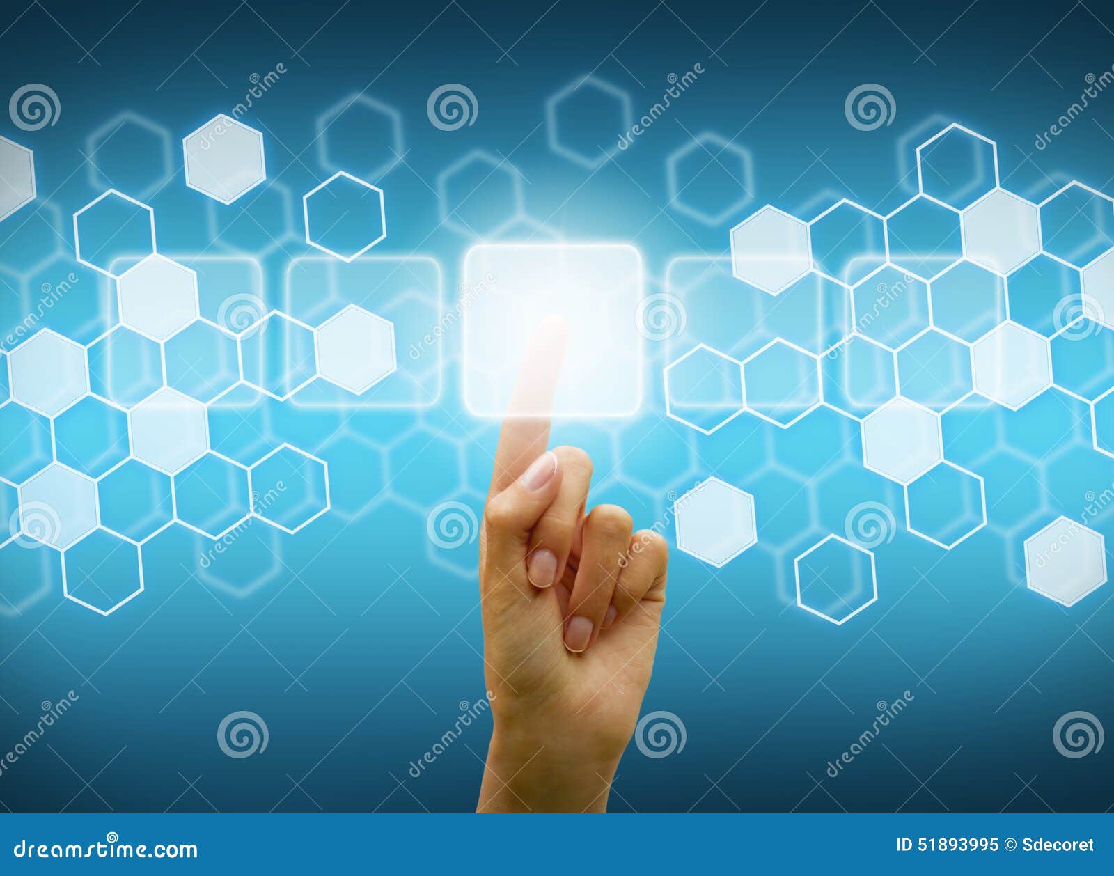 Woman Hand Touching Digital Screen Stock Illustration - Illustration of ...